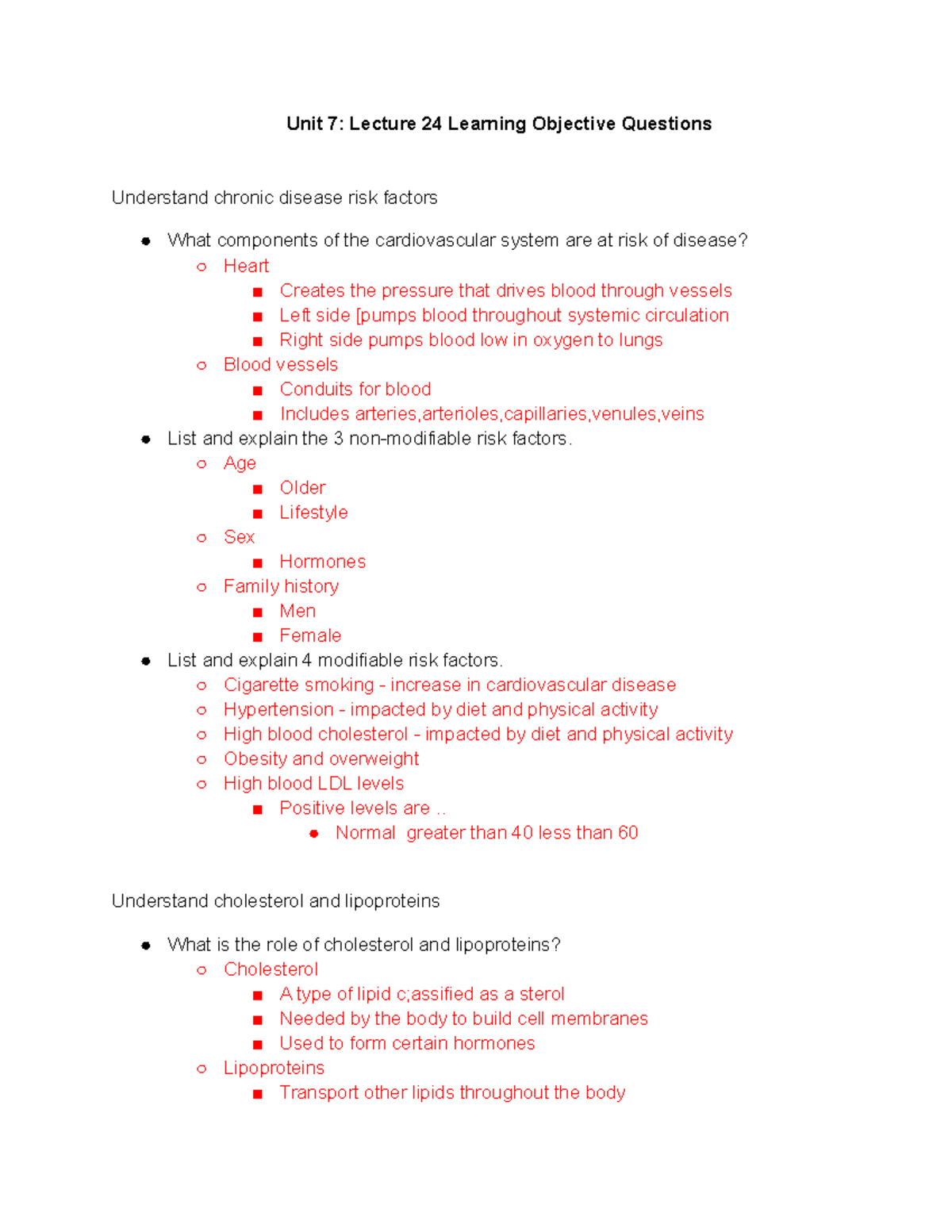 Unit 7 Lecture 24 - Ui 7: Lece 24 Leaig Objecie Qei Understand chronic disease risk factors What ...