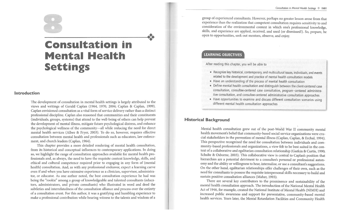 Chapter 8 Counselor as Consultant - Consultation in Mental Health ...