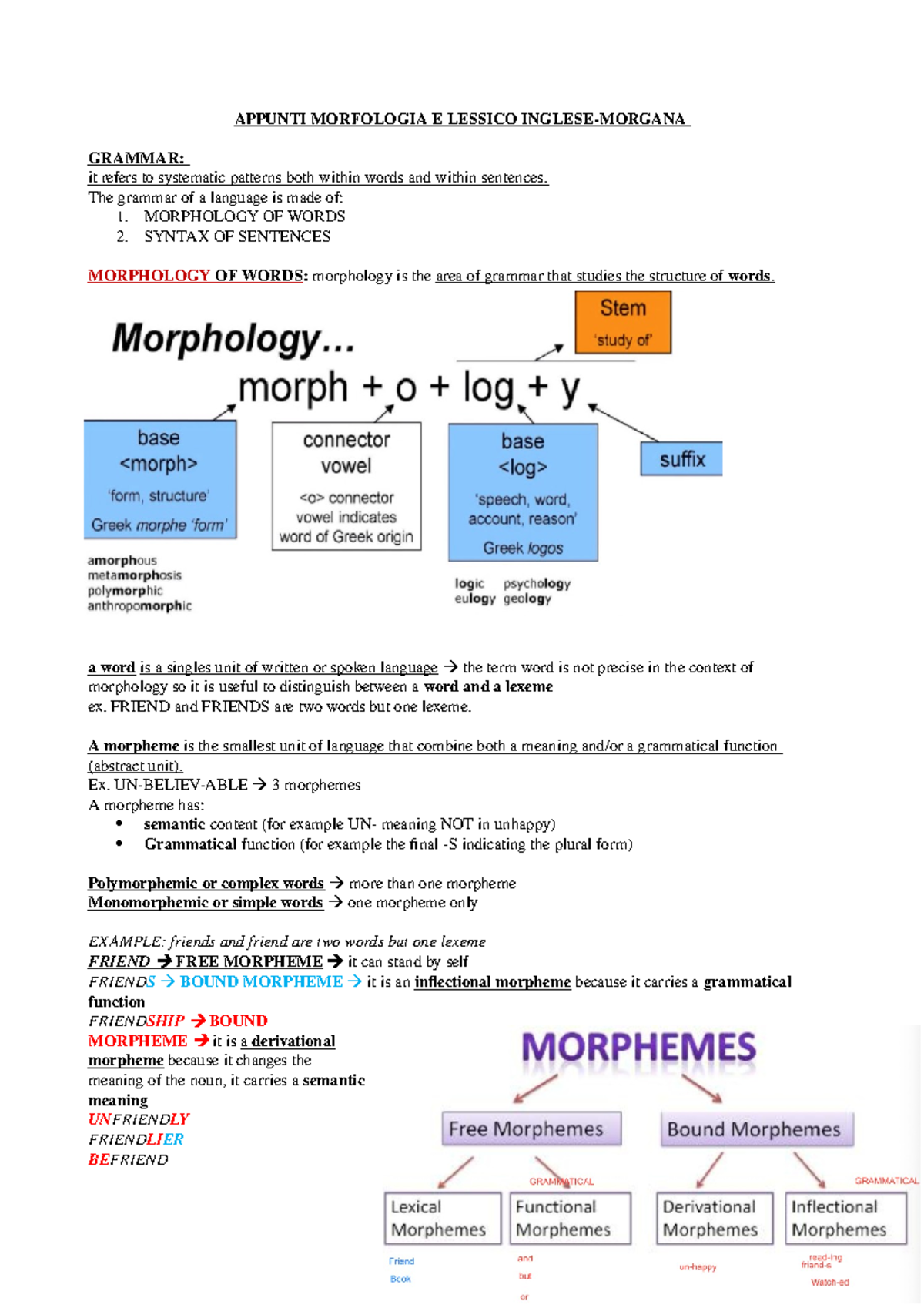 Appunti Morfosintassi E Lessico Inglese - APPUNTI MORFOLOGIA E LESSICO INGLESE-MORGANA GRAMMAR ...