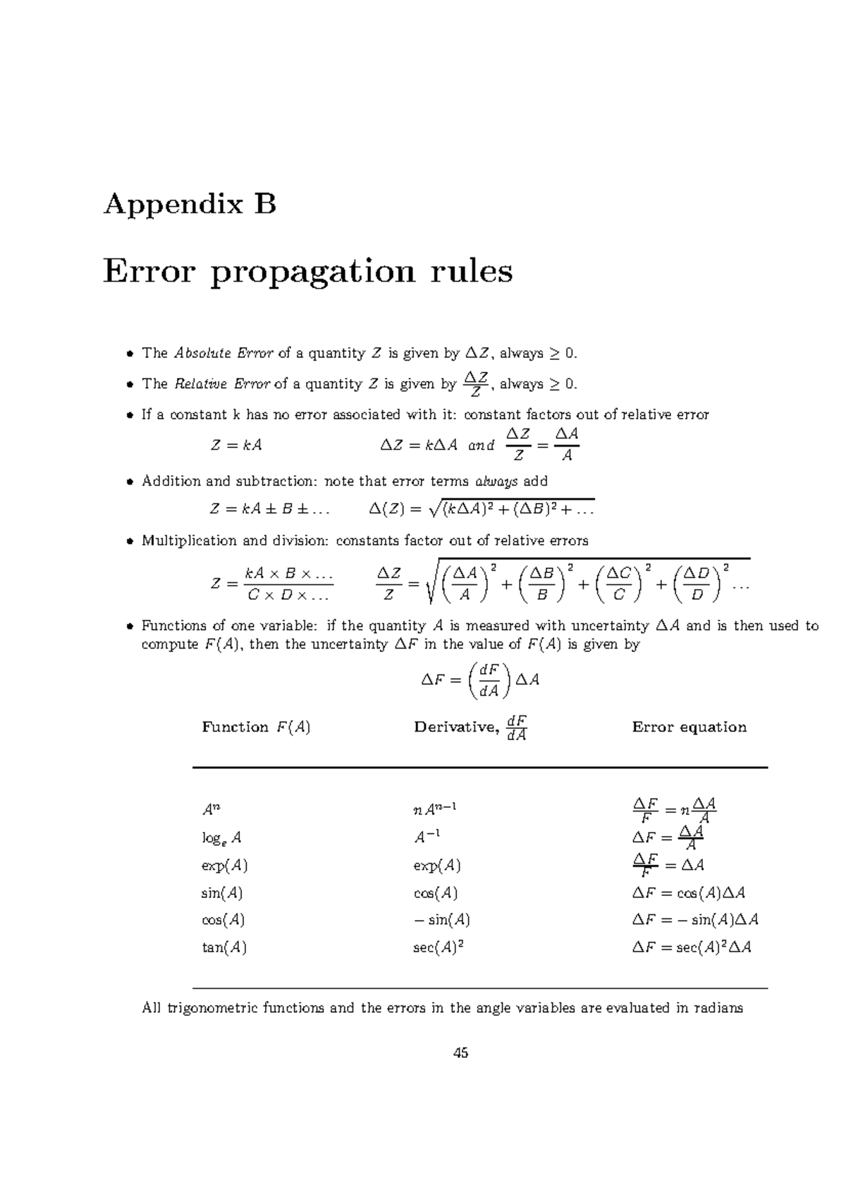 Errorrules - Appendix B Error propagation rules - Appendix B Error propagation rules TheAbsolute ...