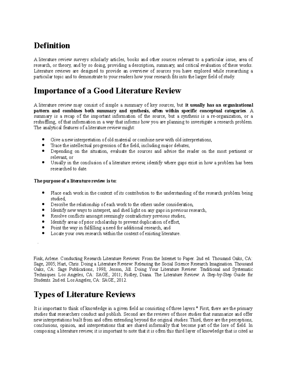 Literature - Good - Definition A literature review surveys scholarly ...