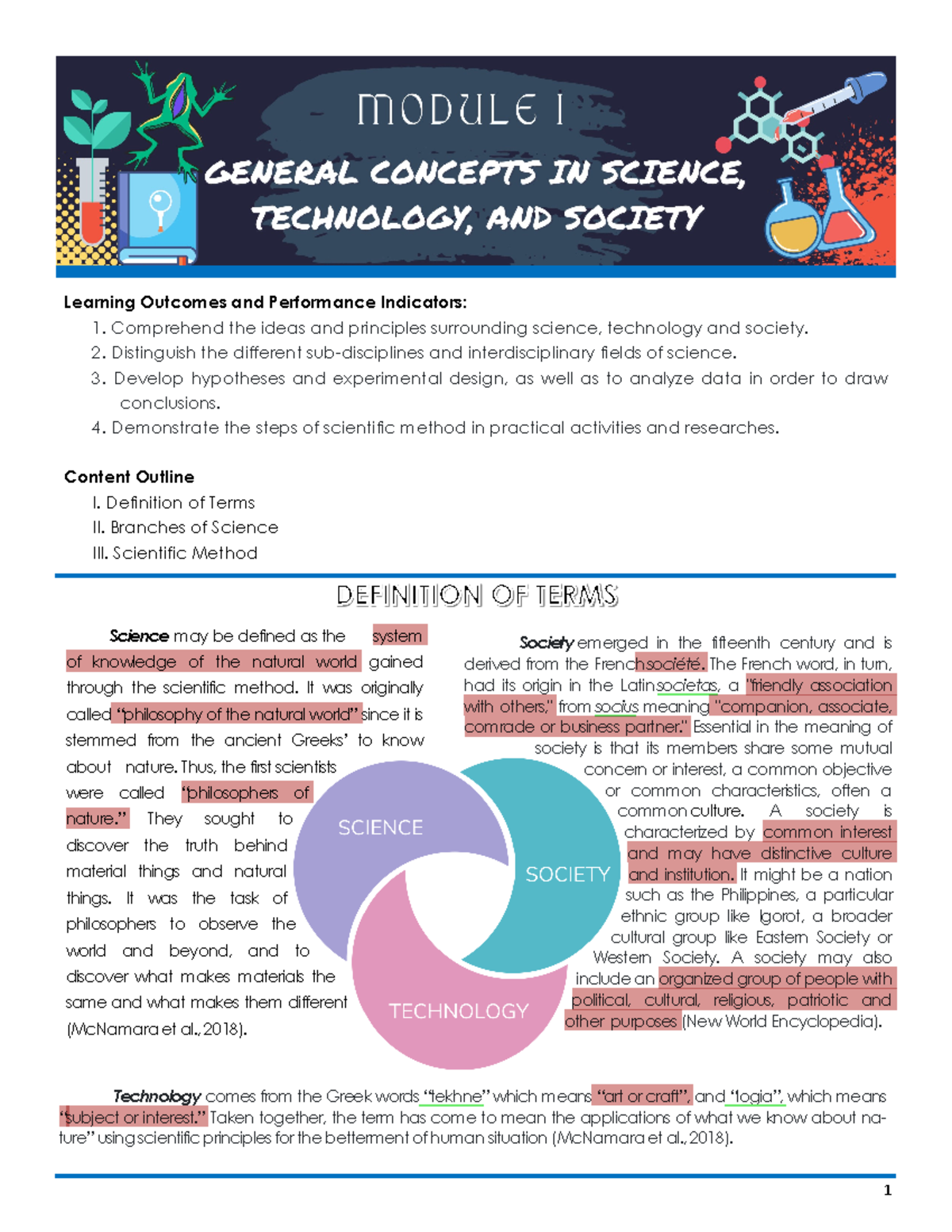 Module 1 General Concepts in Science, Technology, and Society ...