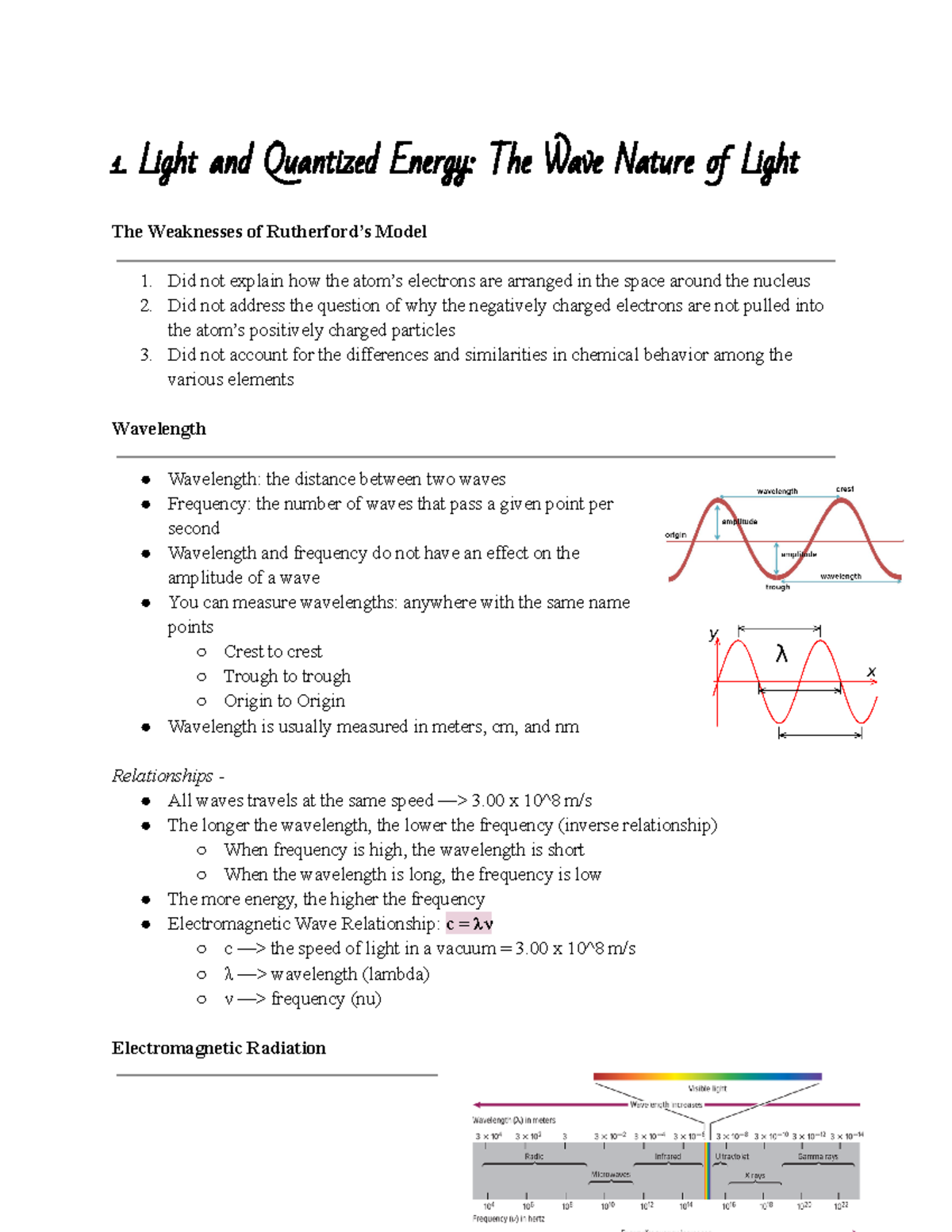 Quantum Mechanics Study Guide - 1. Light and Quantized Energy: The Wave ...