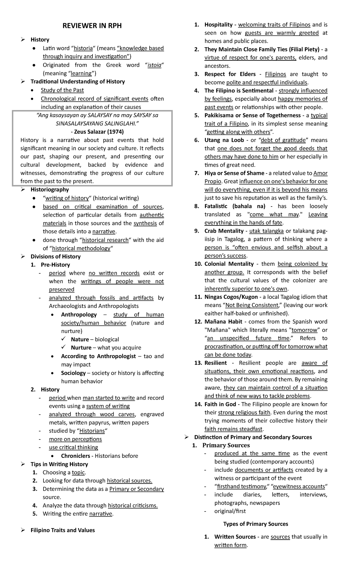 Reviewer-in-RPH - REVIEWER IN RPH History - Latin word “historia ...