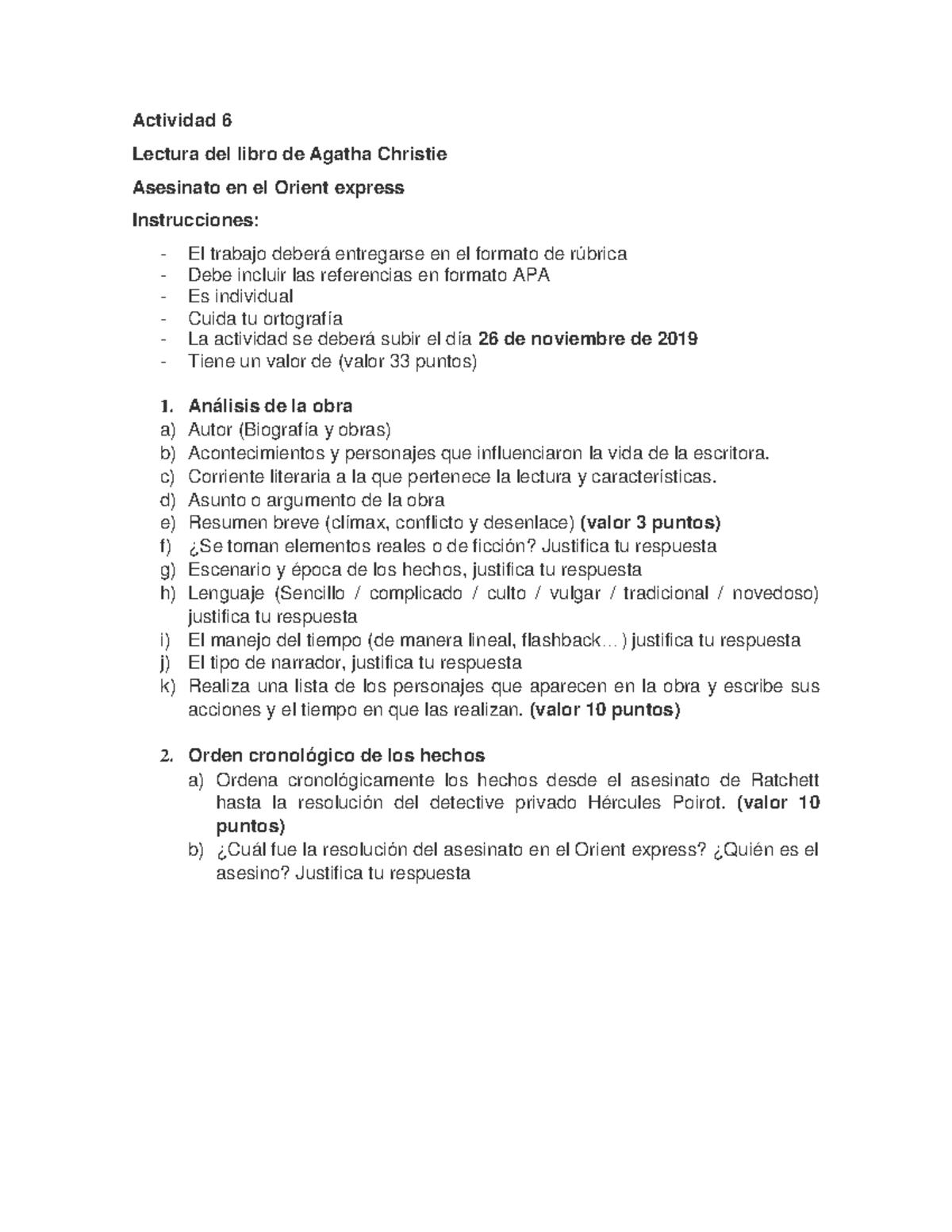 Actividad 6 - Actividad 6 Lectura del libro de Agatha Christie ...