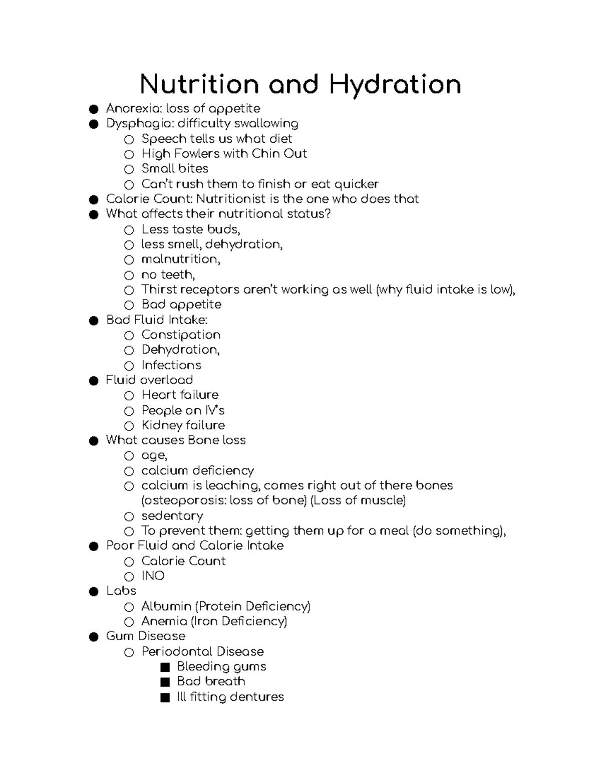 Nutrition and Hydration - Studocu