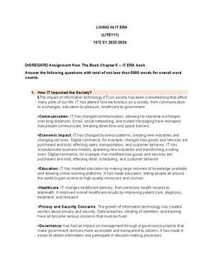 LITE- Reviewer-1 - LITE REVIEWER - LIVING IN IT ERA 1ST YEAR - 1ST SEM ...