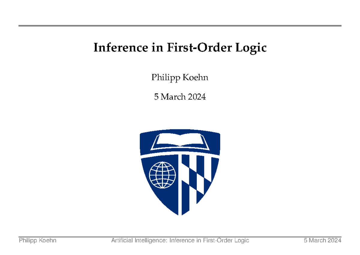 Lecture Inference In First Order Logic Inference In First Order Logic 8912
