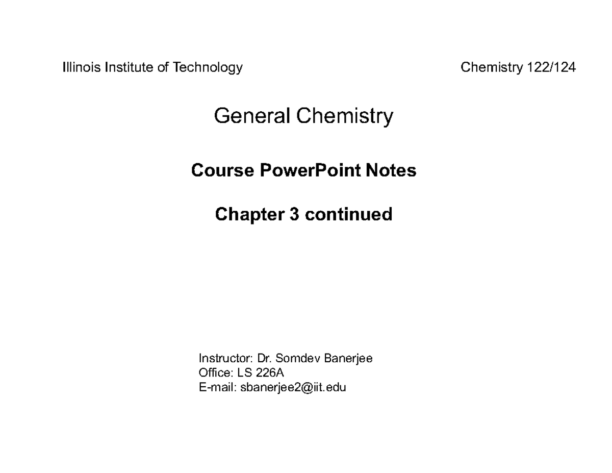 Chapter 3 lecture notes continued - General Chemistry Course PowerPoint ...