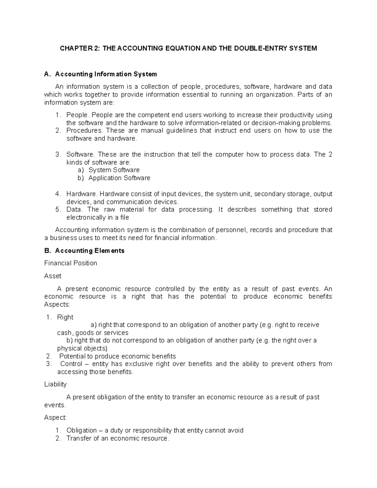 THE Accounting Equation AND THE Double-Entry Rule - CHAPTER 2: THE ...