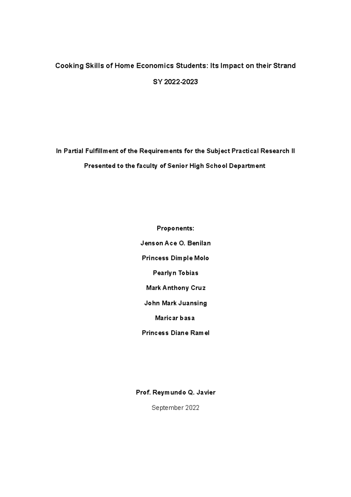 IMRD Template - Imrad format - Cooking Skills of Home Economics ...