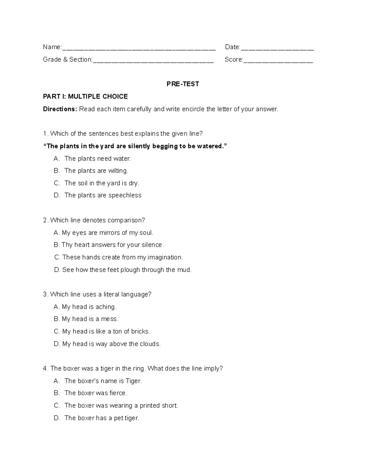 Formative assessments - Name ...