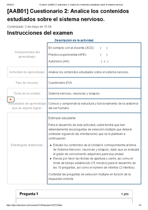 Examen [AAB02] Cuestionario 2 Analice los contenidos estudiados sobre el sistema reproductivo y ...