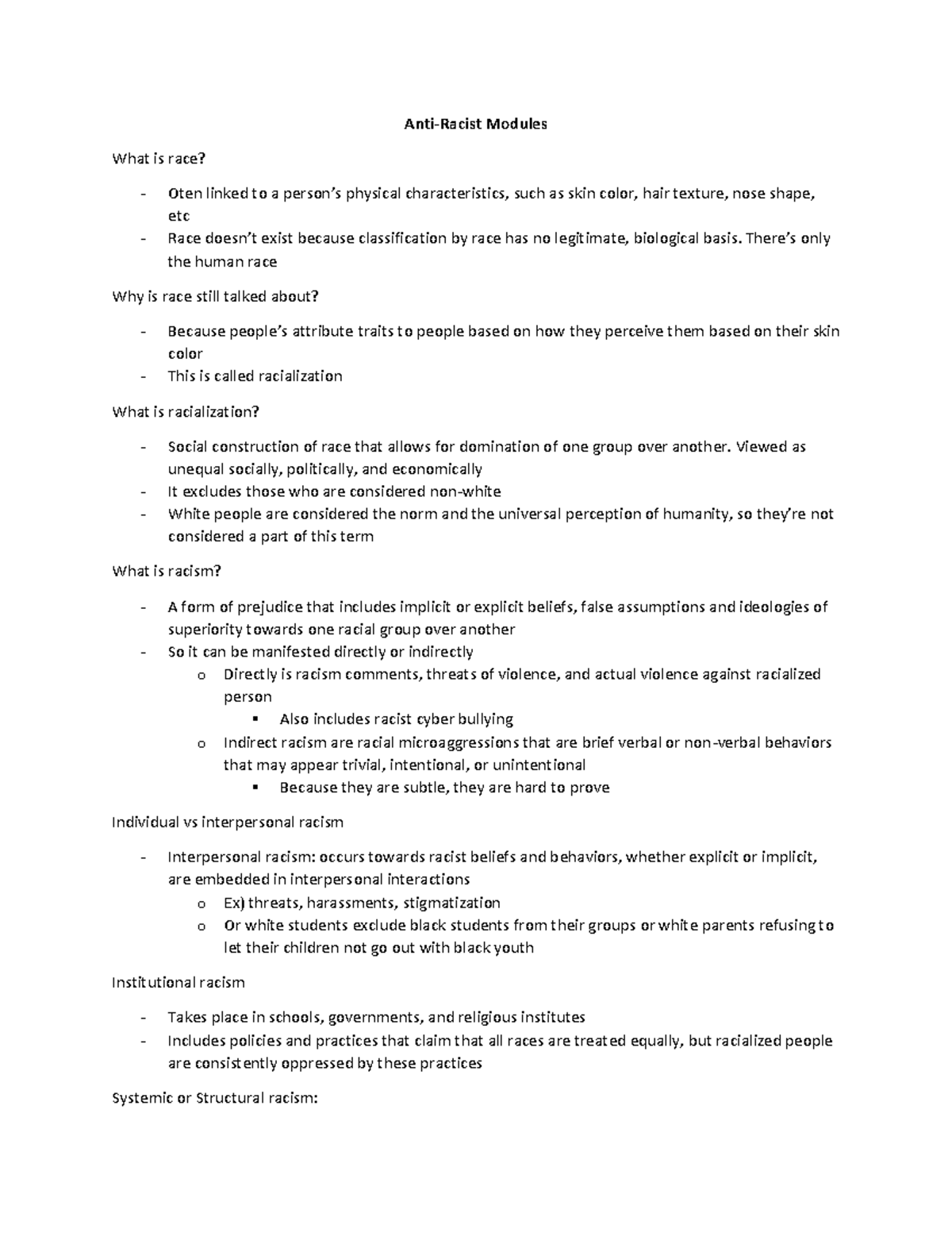 Anti-racism Modules - Anti-Racist Modules What is race? Oten linked to ...