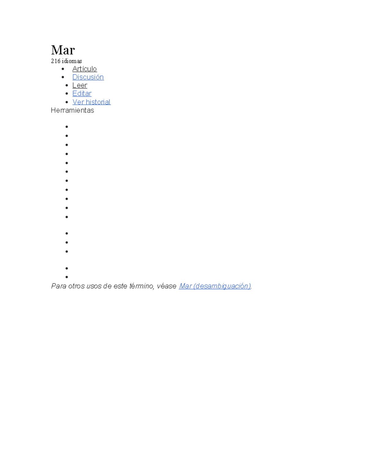 Mar - Resumen AMBIENTAL - Mar 216 idiomas Artículo Discusión Leer Editar Ver historial - Studocu