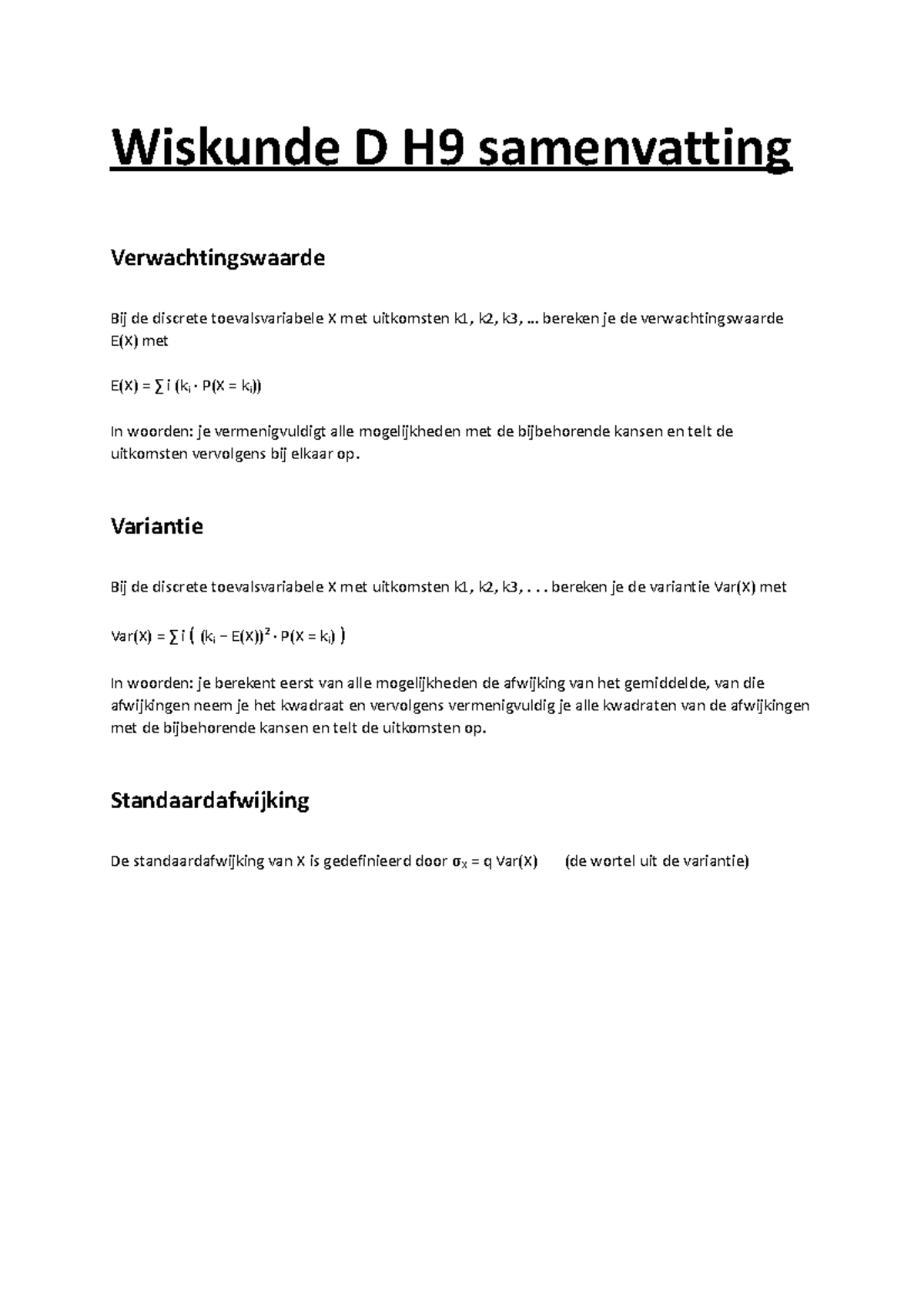 Wiskunde D H9 samenvatting - Wiskunde D H9 samenvatting ...