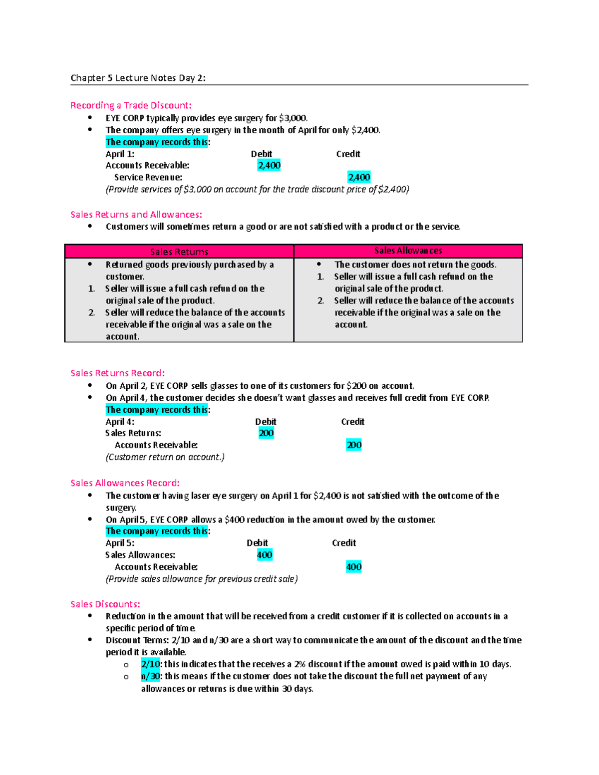 Chapter 5 Lecture Notes Day 2 - Chapter 5 Lecture Notes Day 2 ...