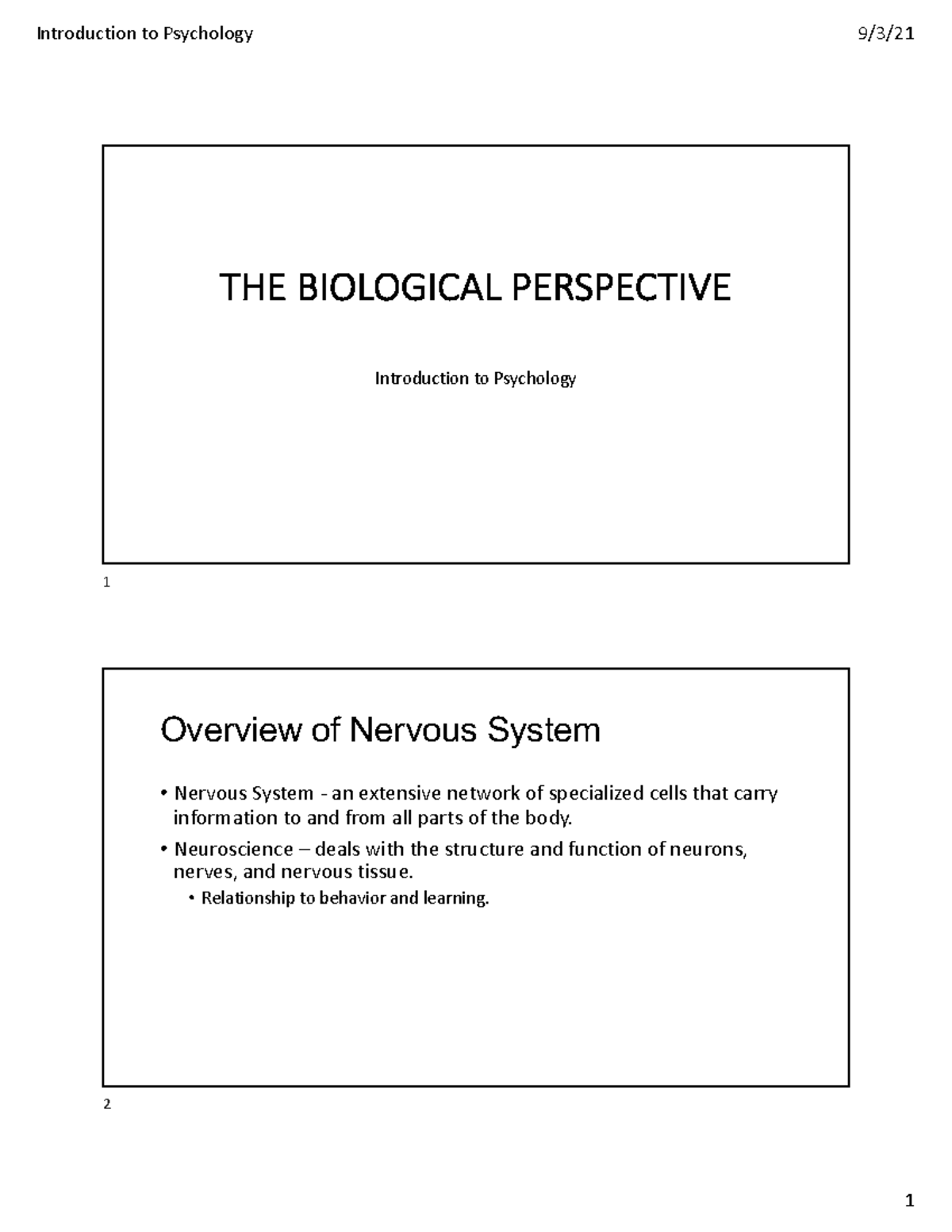 2.The Biological Perspective - THE BIOLOGICAL PERSPECTIVE Introduction ...