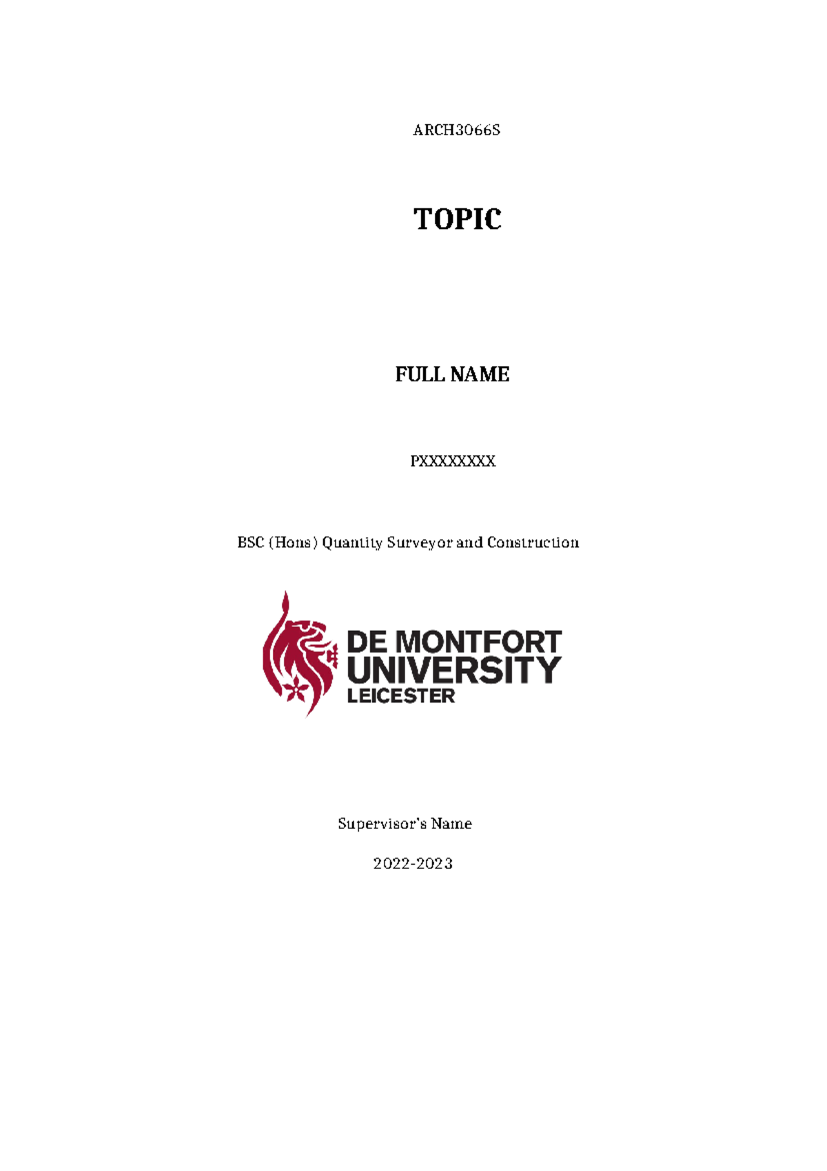 Sample Interim Report Structure - ARCH3066S TOPIC FULL NAME PXXXXXXXX ...