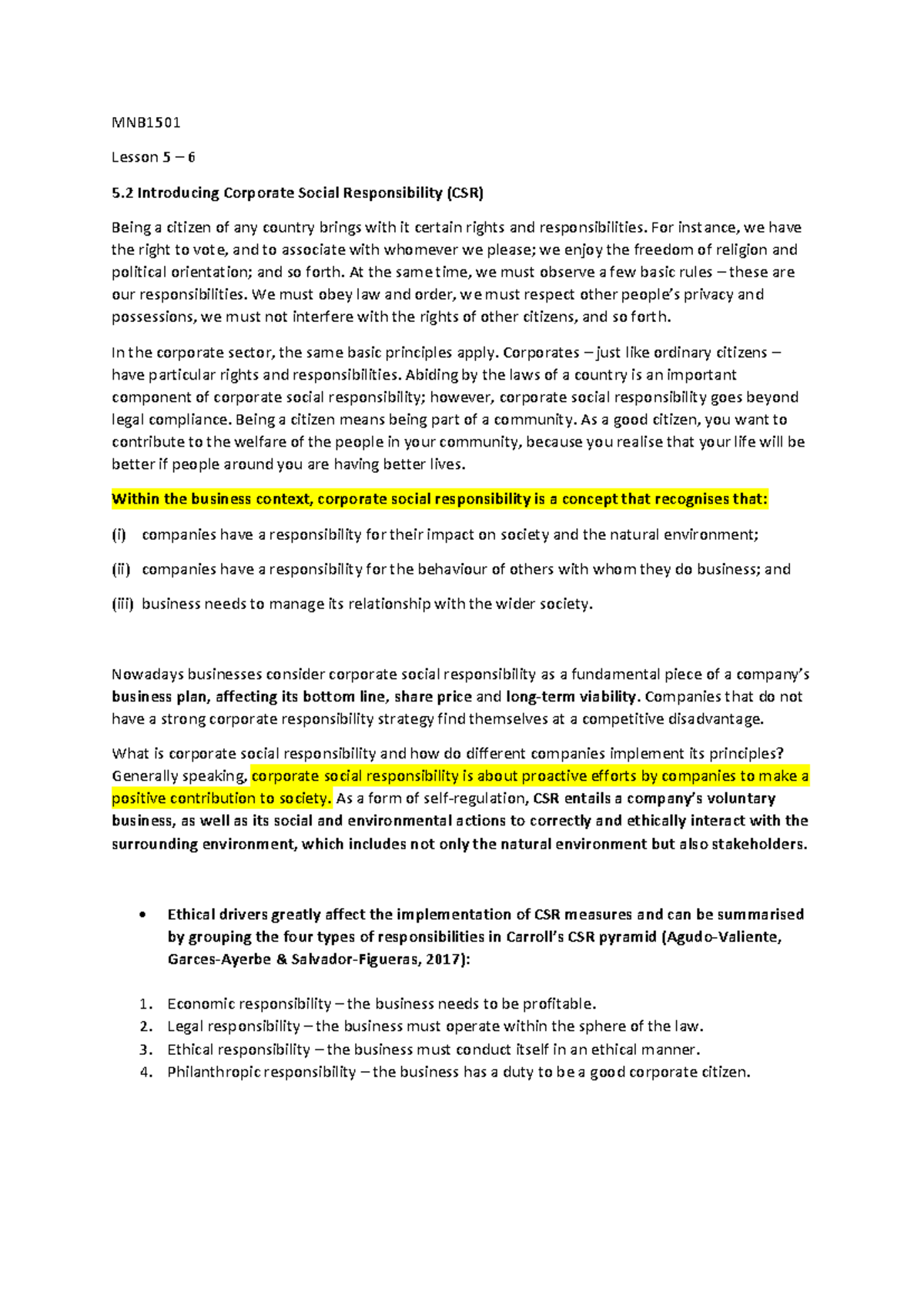 MNB1501 Lesson 5 and 6 - Summary Business Management IA - MNB Lesson 5 ...