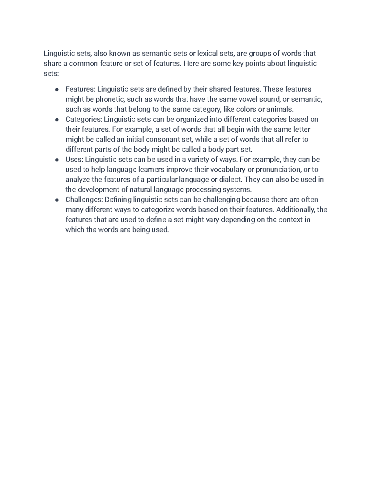 Intro to Sets - Notes on sets - Linguistic sets, also known as semantic ...
