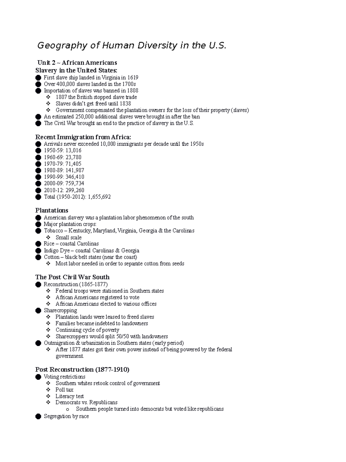 GEOG 120 - African Americans - Geography of Human Diversity in the U ...