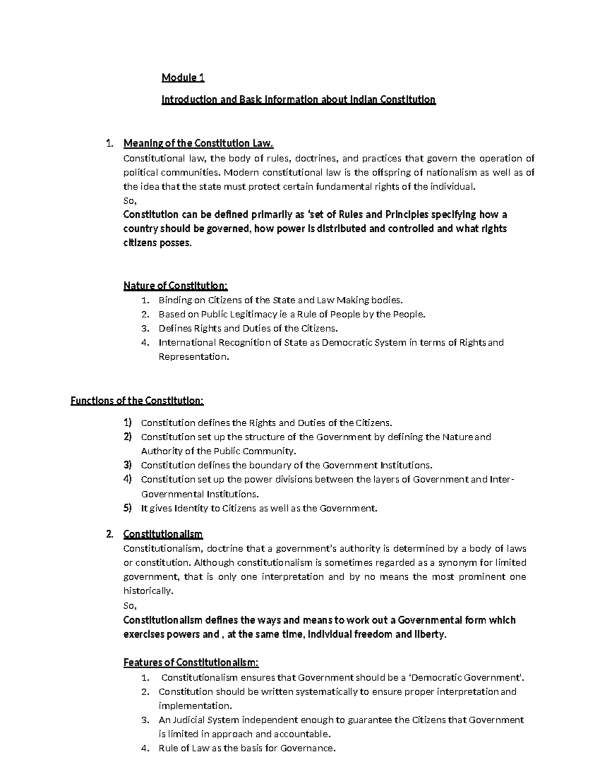COI Unit I - Module 1 Introduction and Basic Information about Indian ...