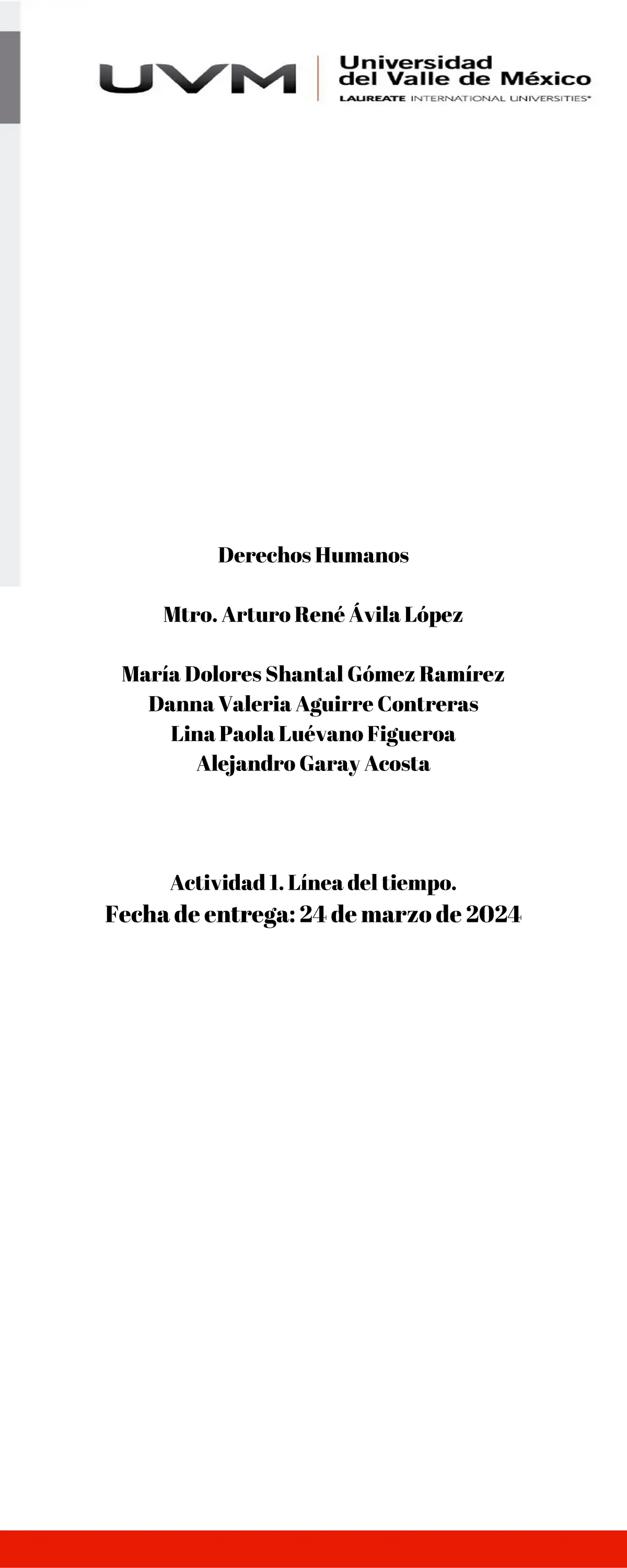 Actividad 1 linea del tiempo - Derechos Humanos Mtro. Arturo René Ávila ...