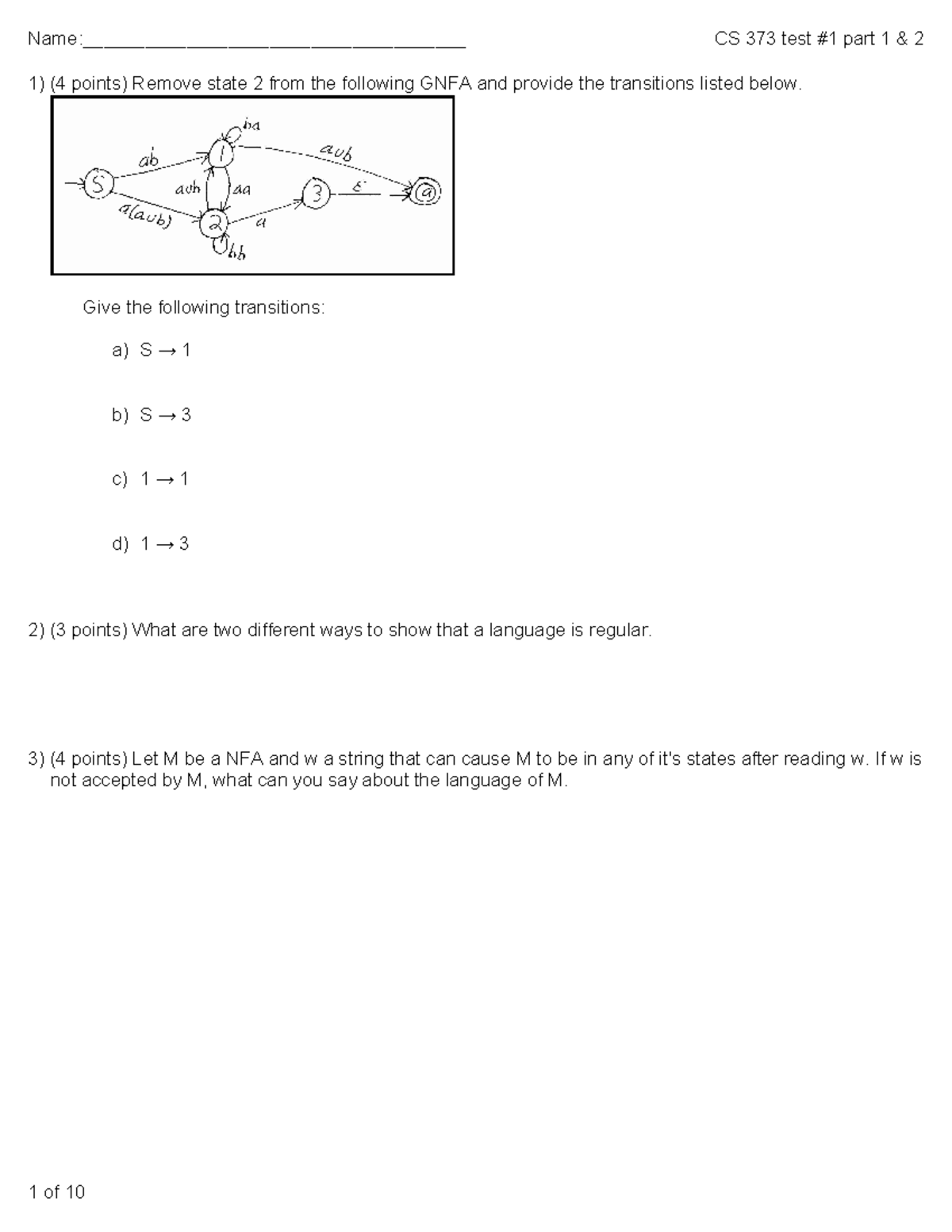 Spring 2022 cs 373 test 1 - Name ...