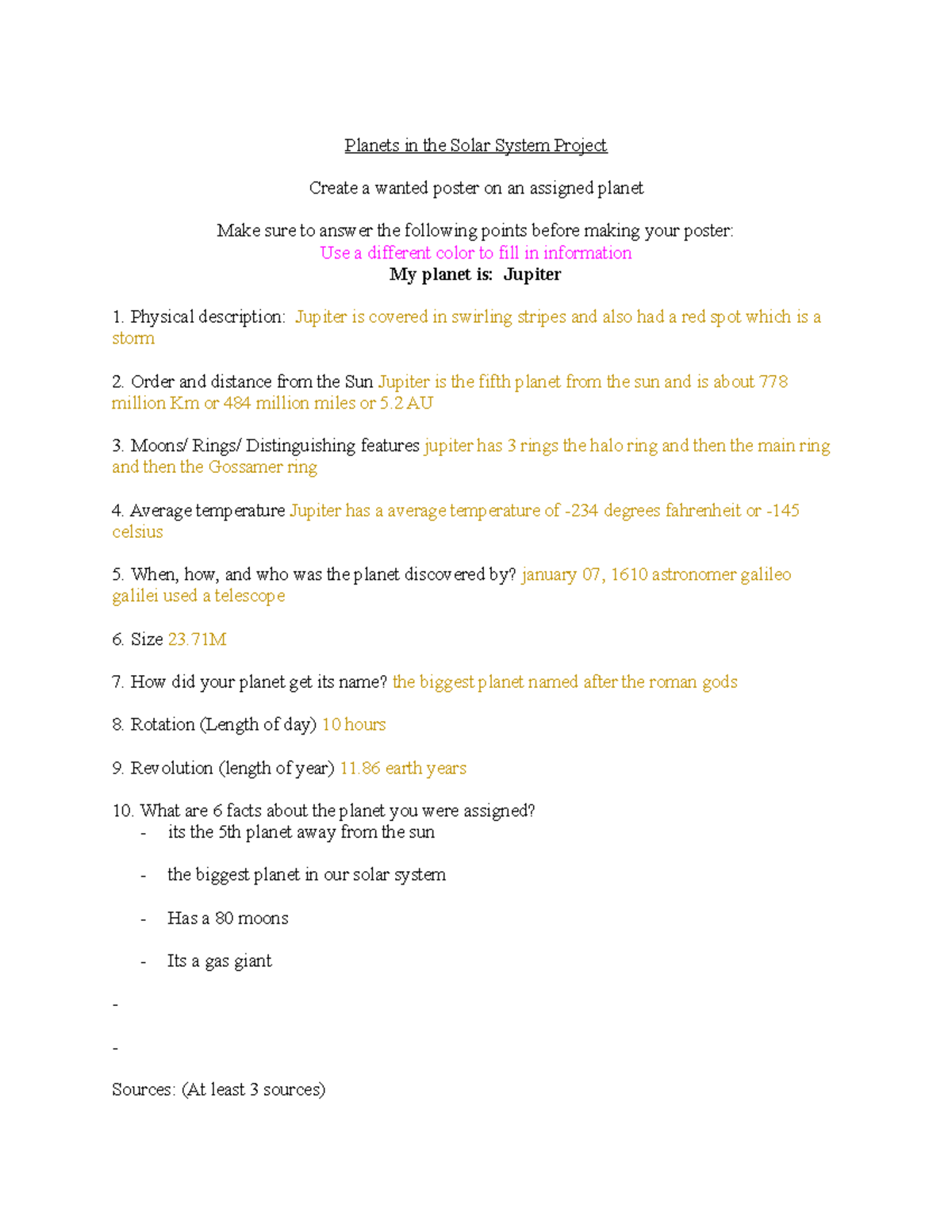 Submit - Planets in the Solar System Project Create a wanted poster on ...