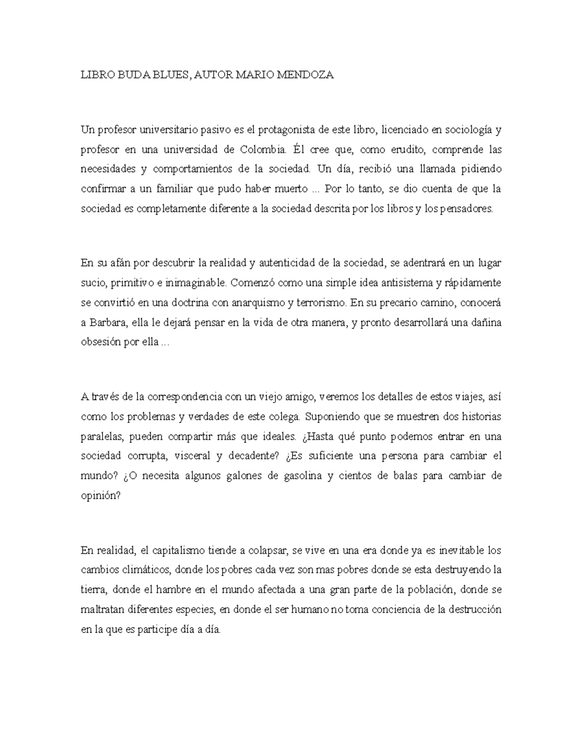 Libro BUDA Blues - ESCRITO - LIBRO BUDA BLUES, AUTOR MARIO MENDOZA Un ...