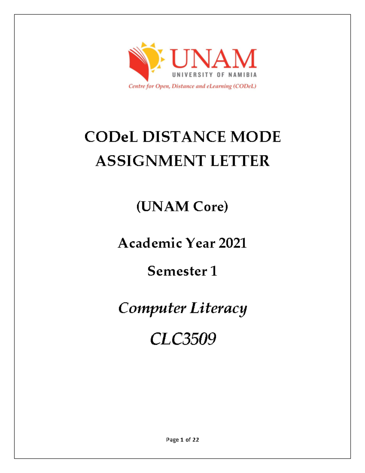 CLC3509 Assignment 1 and 2 for Semester 1 2021 - CODeL DISTANCE MODE ...