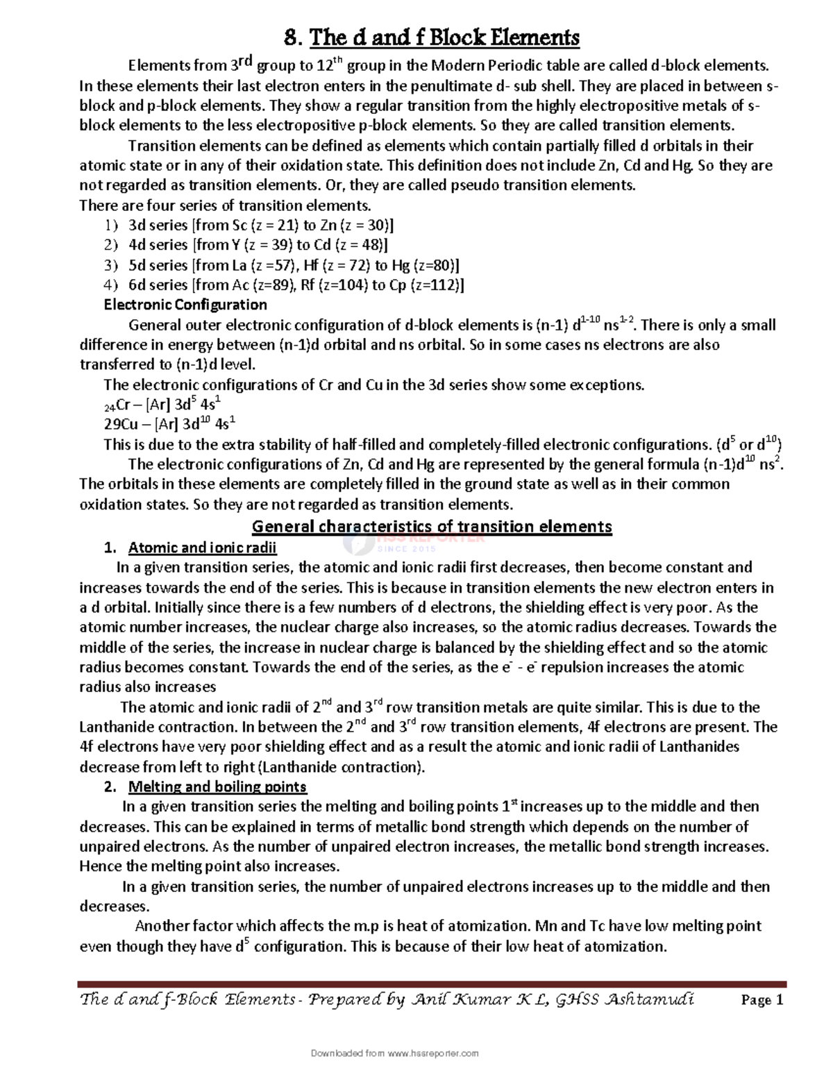 8. The d and f Block Elements - The d and f-Block Elements - Prepared ...