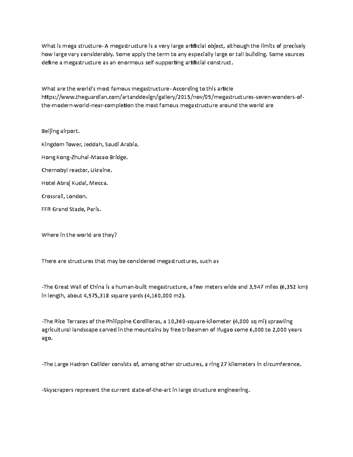 What is mega structure - Grade: 10 - What is mega structure- A ...