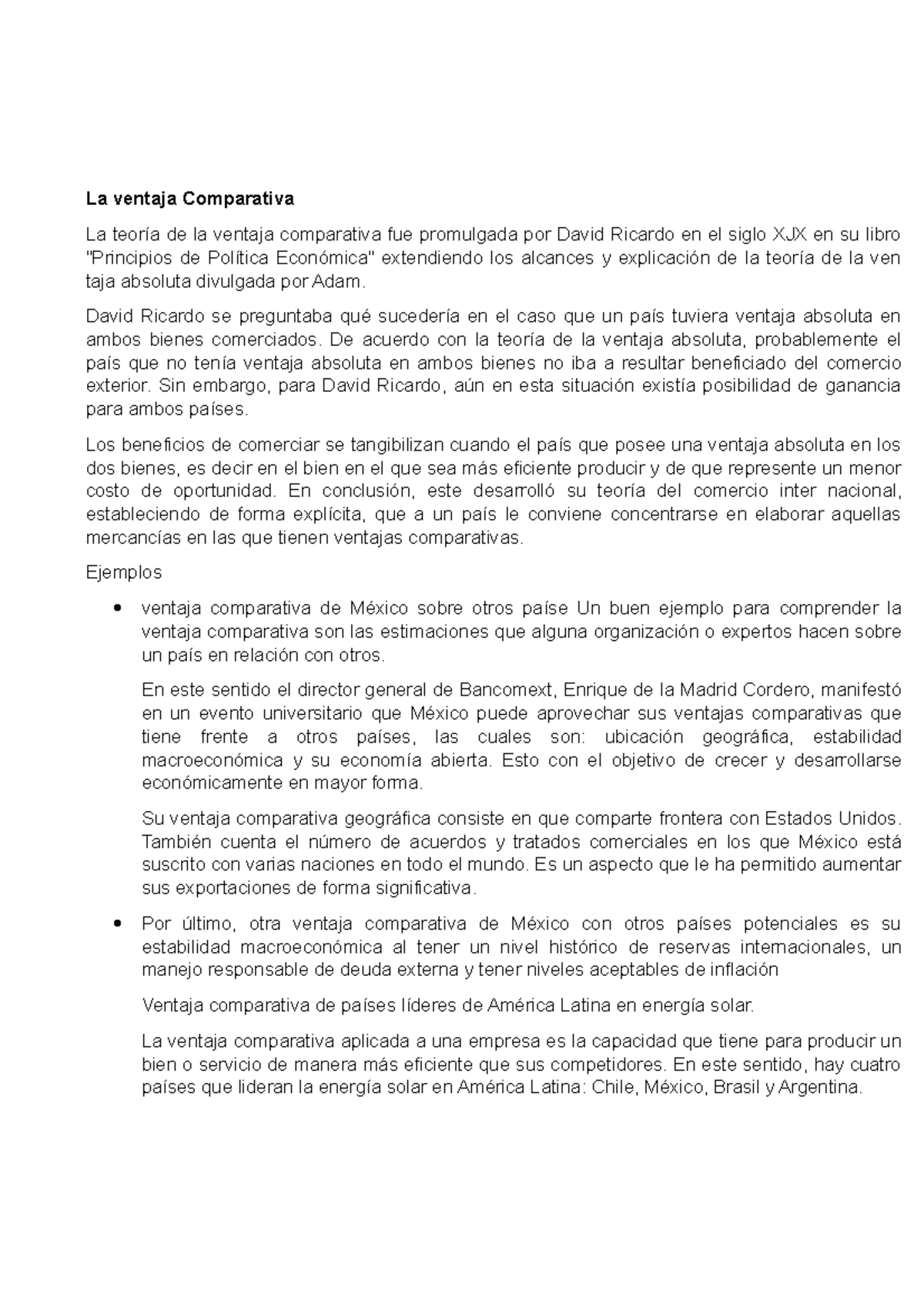 La ventaja Comparativa Y Teoría del desfase tecnológico - La ventaja ...