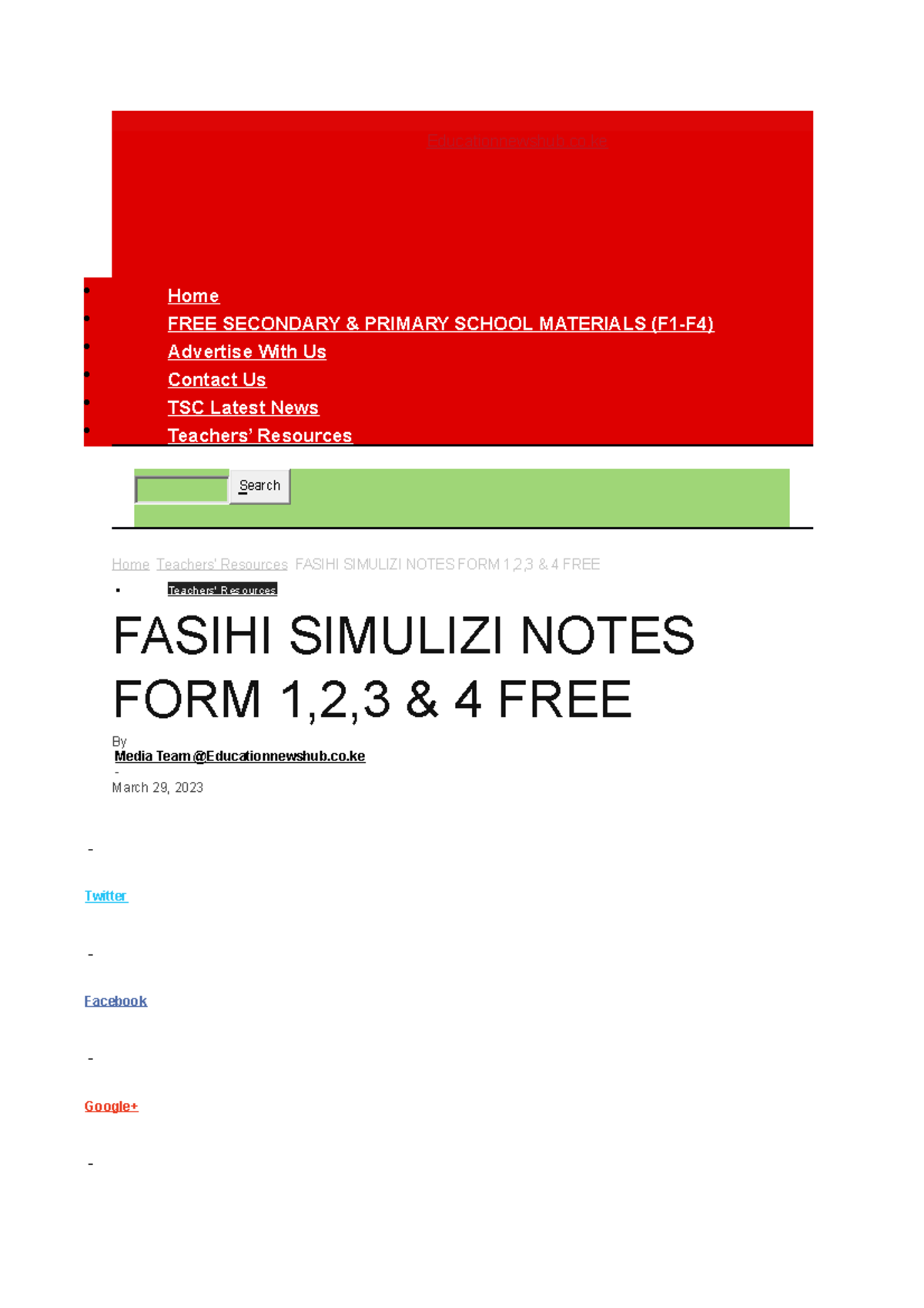 Fasihi - Educationnewshub.co Home FREE SECONDARY & PRIMARY SCHOOL ...