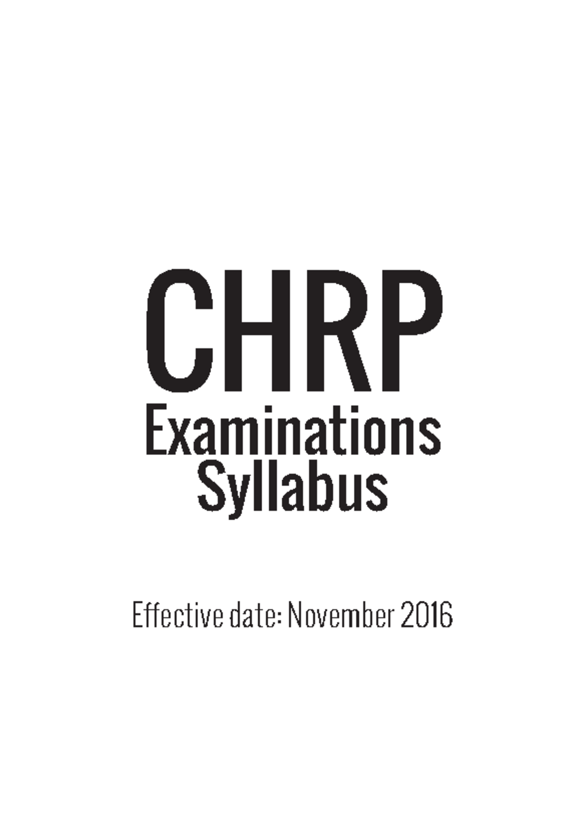 OLD CHRP Syllabus - SYLLUBUS OLD - CHRP Examinations Syllabus Effective ...