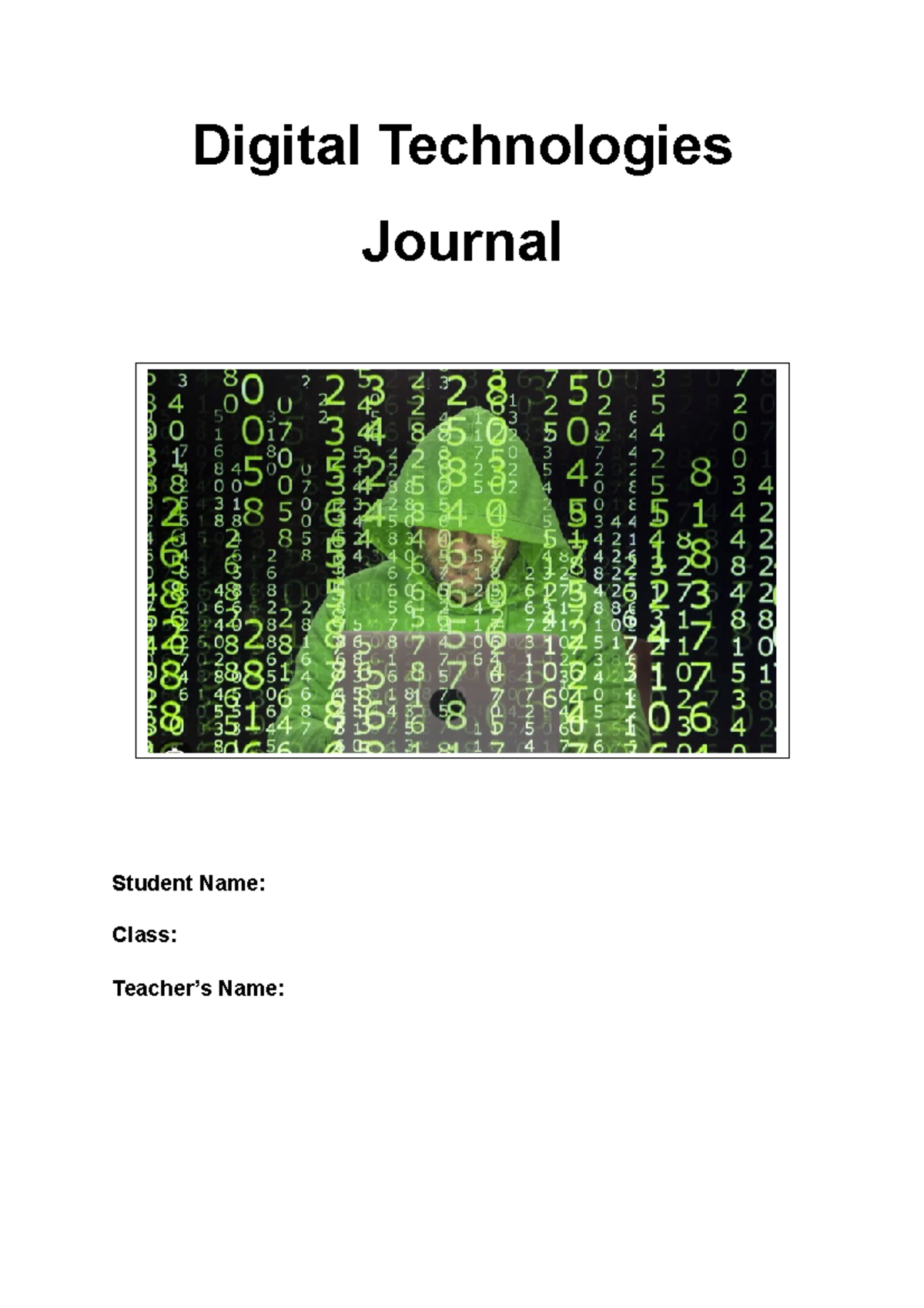 Digital Technologies Programming Journal Sample (Auto Recovered ...