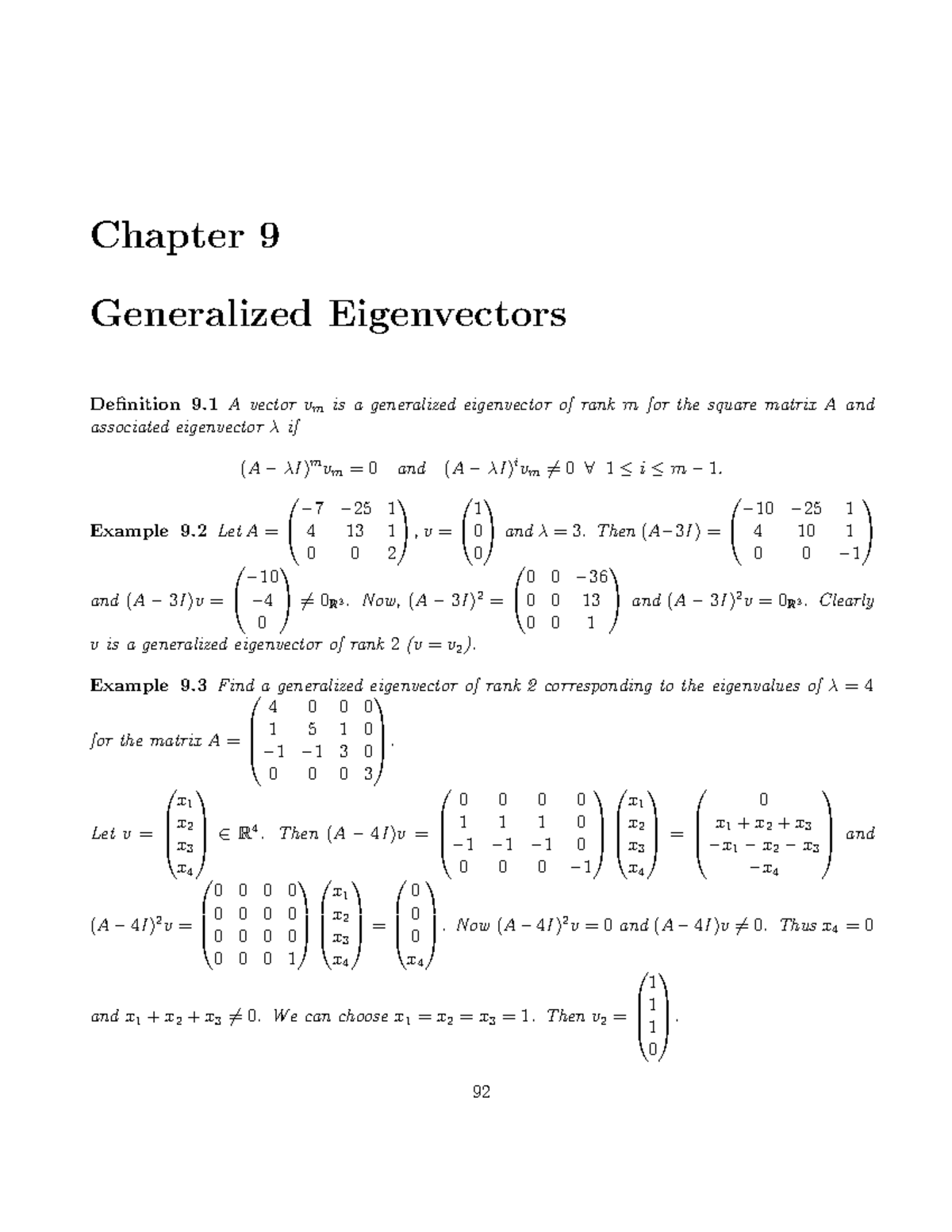 Chapter 9 - Generalized Eigenvectors - Chapter 9 Generalized ...