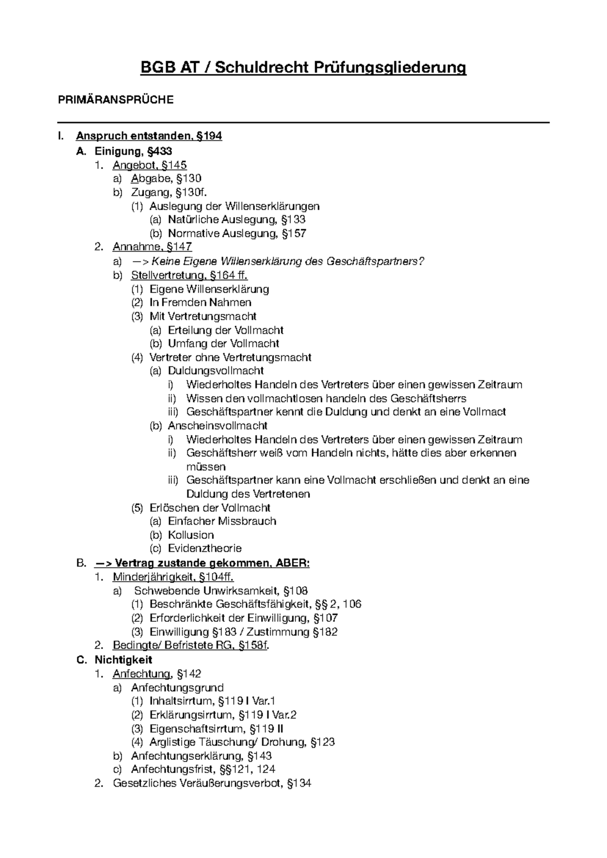 Prüfungsschema BGB AT: Schuldrecht - BGB AT / Schuldrecht ...