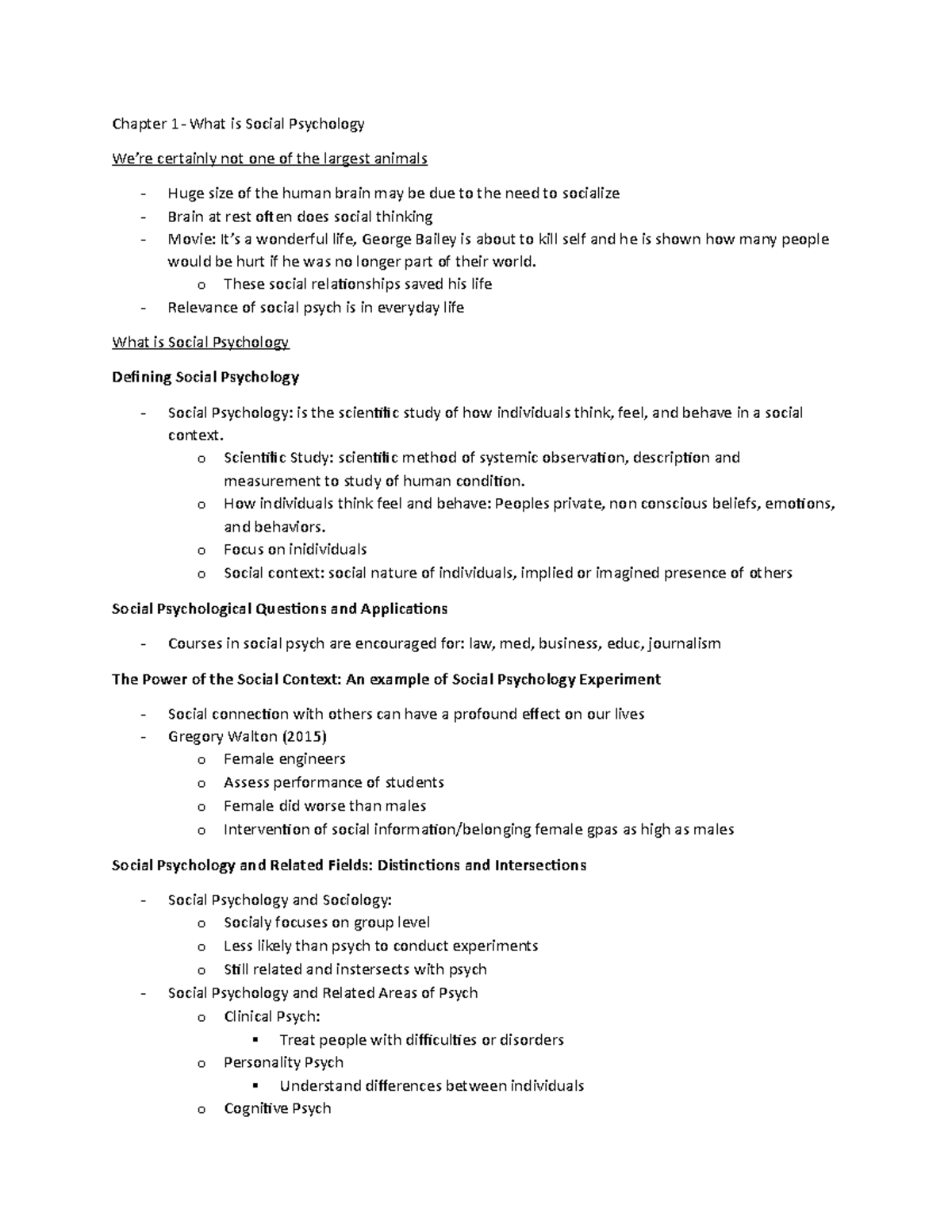 Chapter 1- notes from the textbook 2019 - Chapter 1- What is Social ...