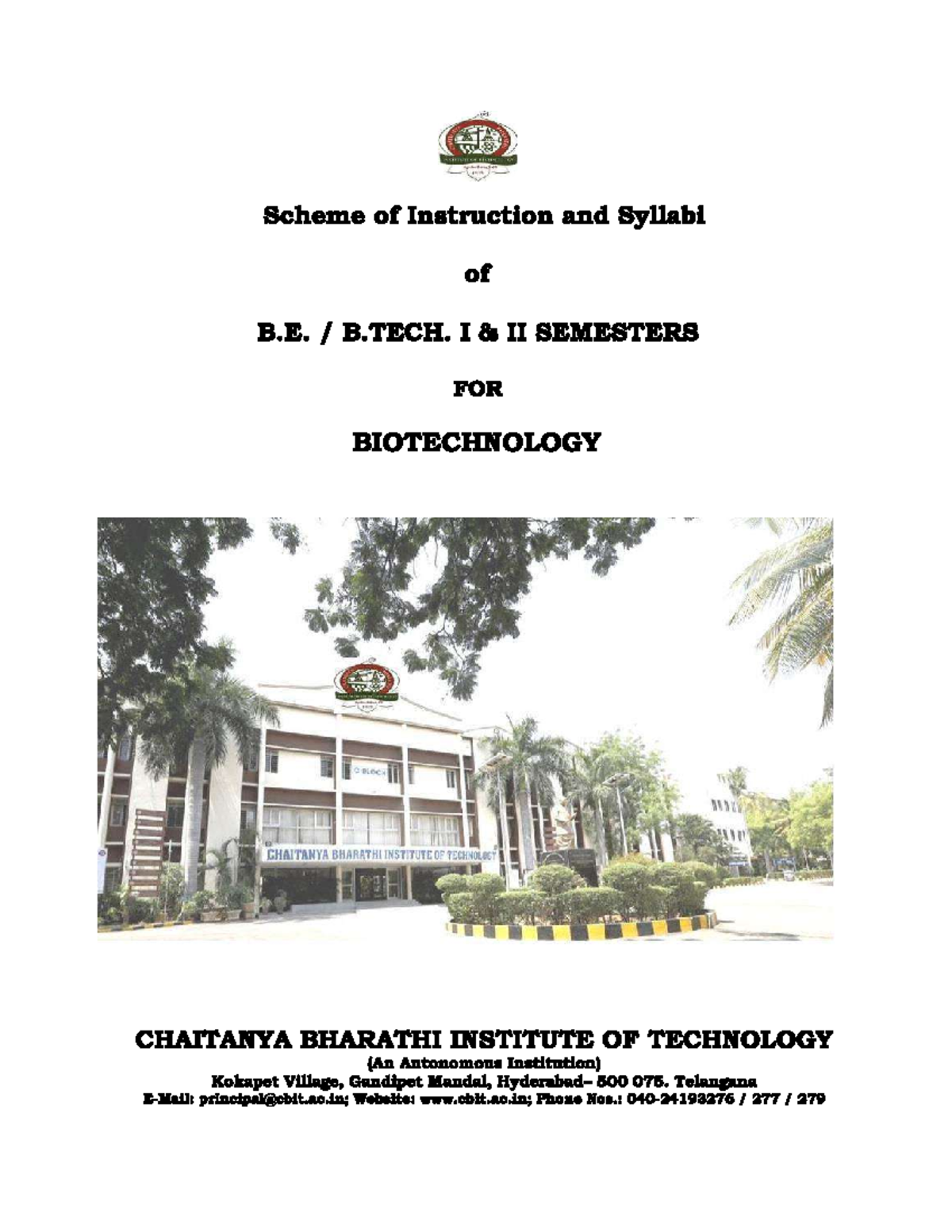 NEW Biotech R22 Syllabus - CHAITANYA BHARATHI INSTITUTE OF TECHNOLOGY ...