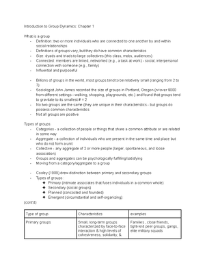 PSYC3430 Ch.6 - Structure - What Is Group Structure Group processes are ...