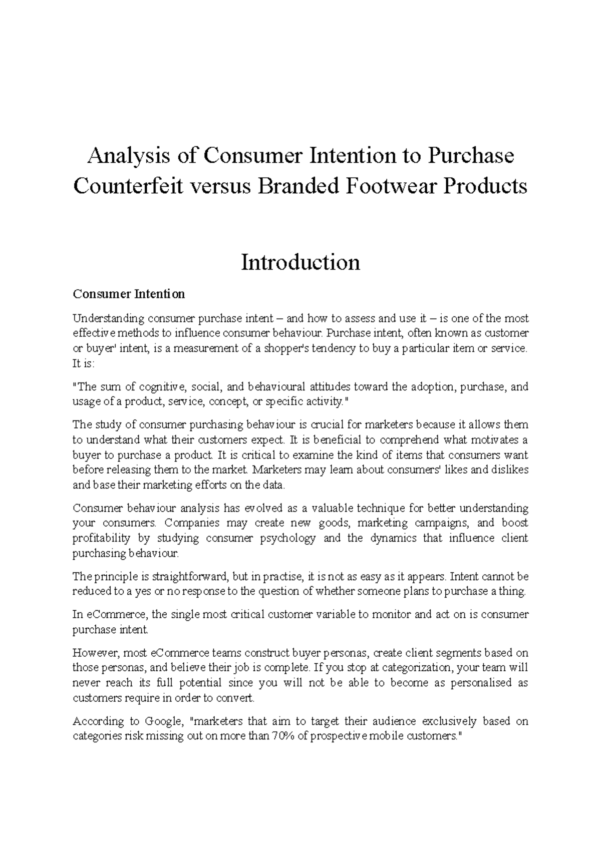 Analysis of Consumer Intention to Purchase Counterfeit versus Branded ...