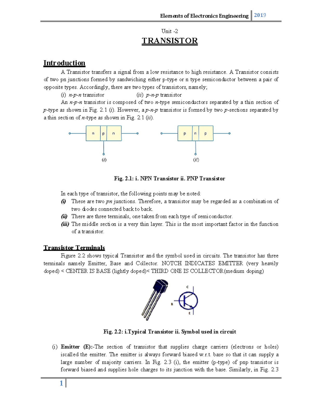 EOE Module 2 Notes - Elements of Electronics Engineering Unit ...