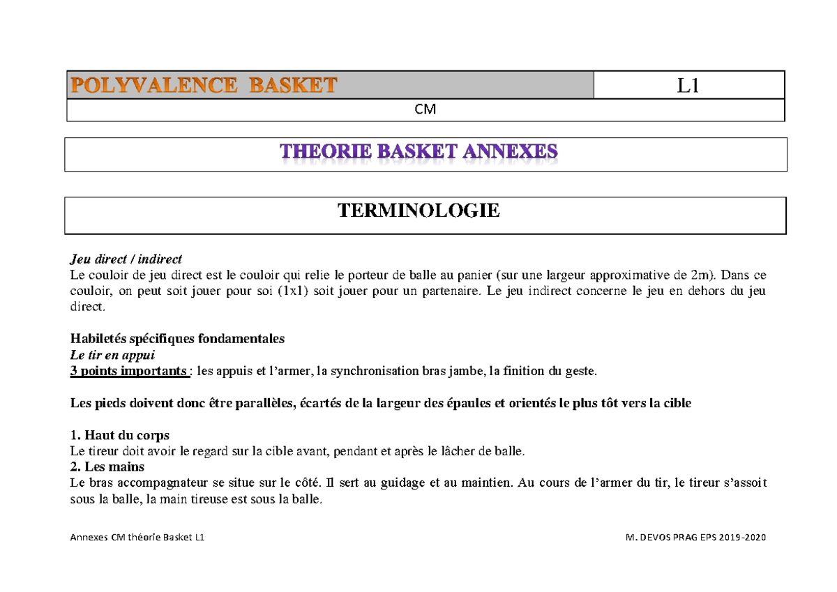 Annexes - NOtes de cours - L CM TERMINOLOGIE Jeu direct / indirect Le ...