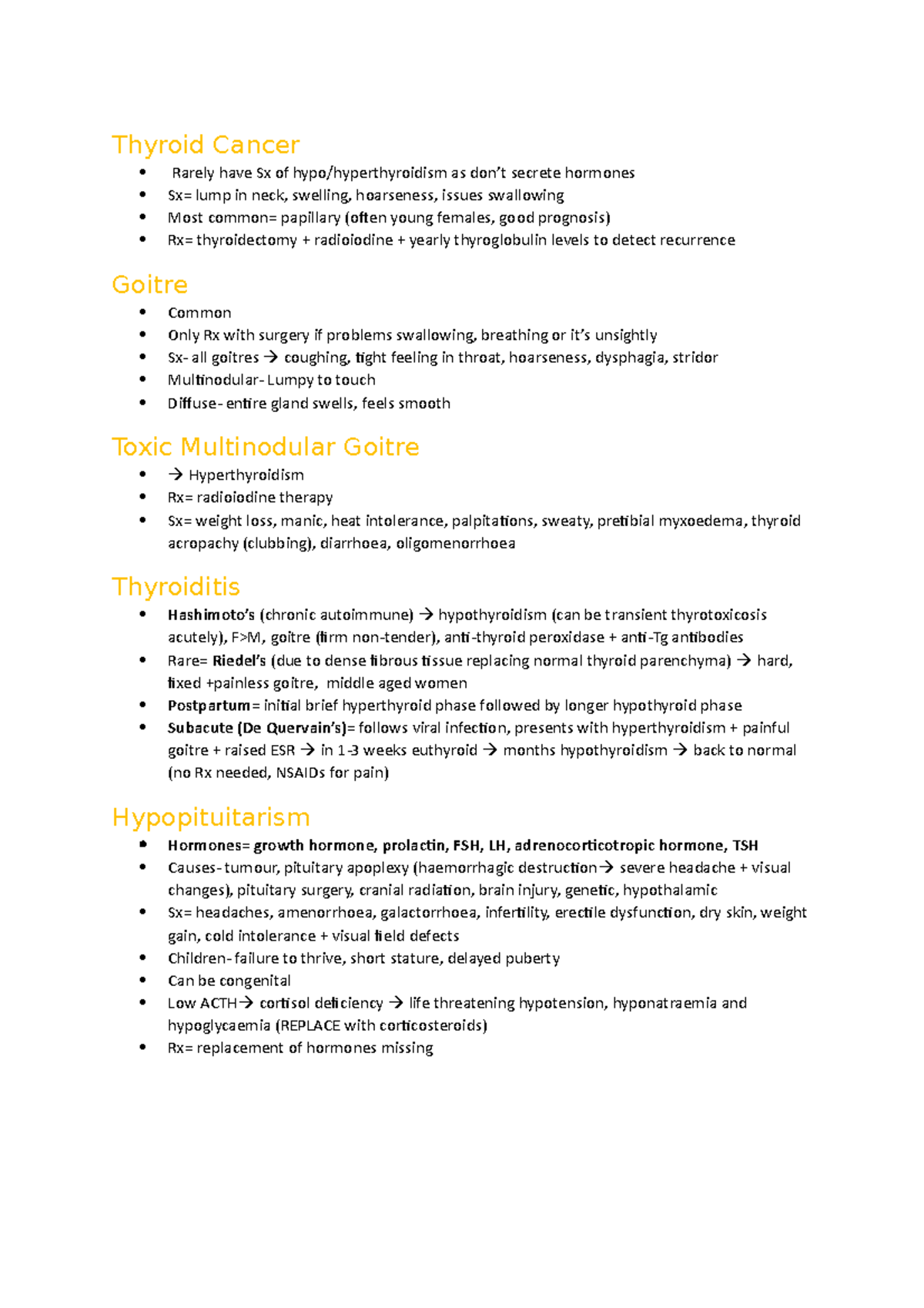 Thyroid cancer, goitre, toxic multinodular goitre, thyroiditis ...