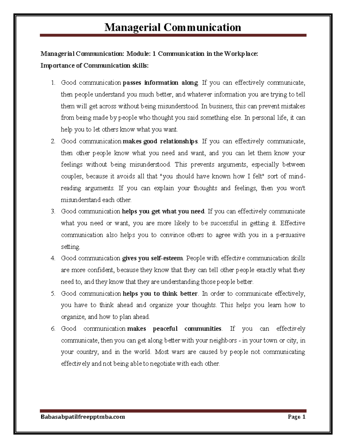 Managerial communication part1 - Managerial Communication: Module: 1 ...