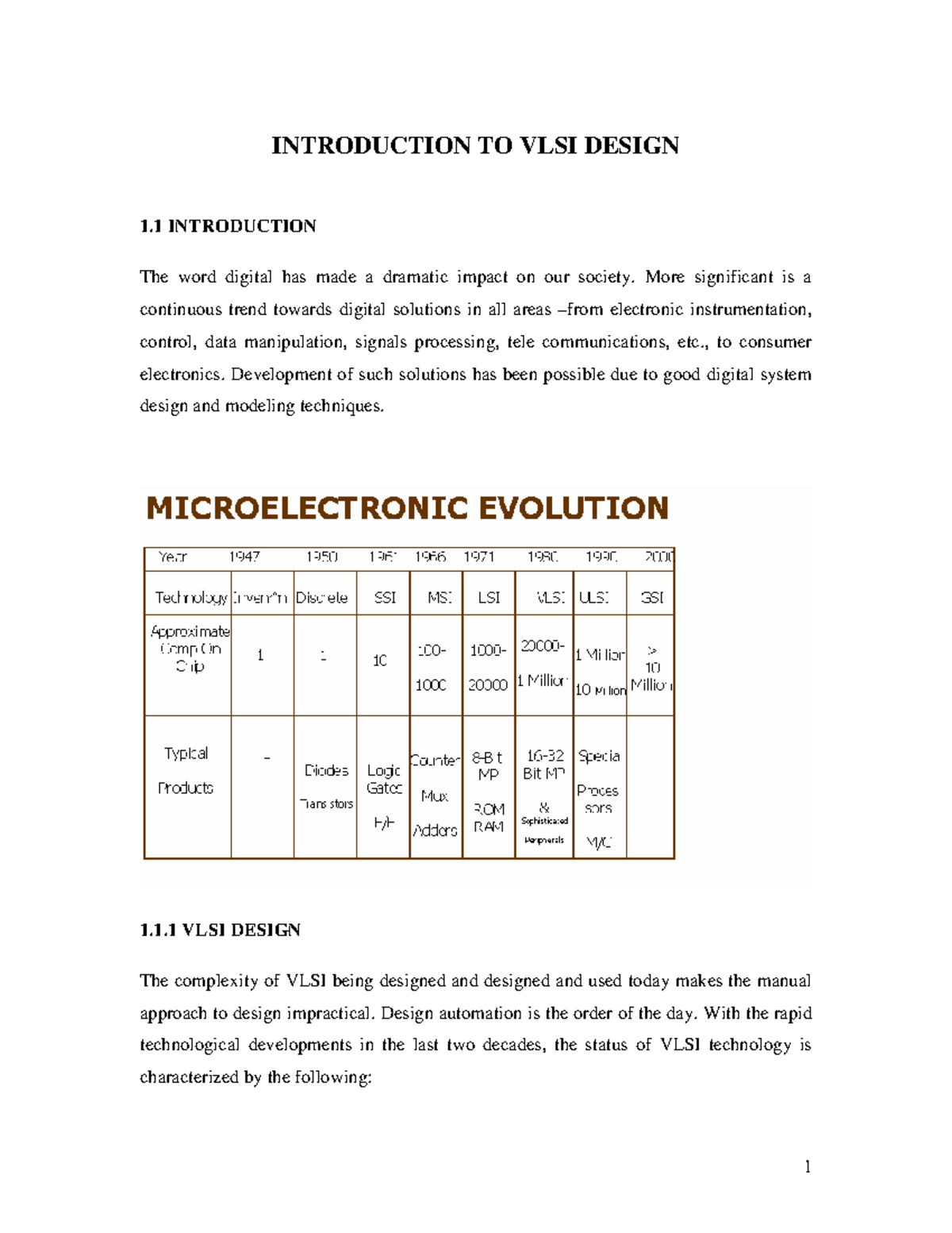 Vlsi chap1 - vlsi first chapter notes - INTRODUCTION TO VLSI DESIGN 1 ...