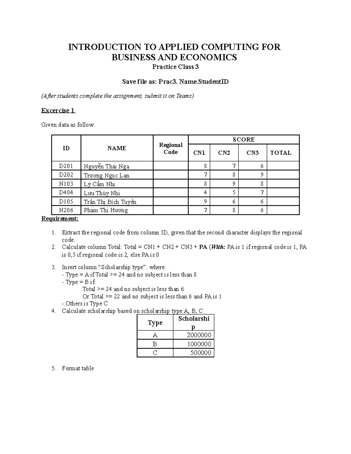 EM2301. Practical Class 3 - INTRODUCTION TO APPLIED COMPUTING FOR ...